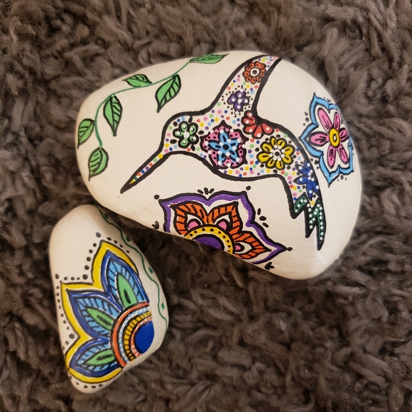 Hand Crafted | Other | Hummingbird Painted Rock Set | Poshmark